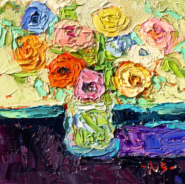 Nancy Standlee Fine Art: Reception Flowers 13029, 6x6, Floral Oil ...