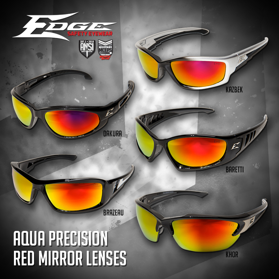 Edge Eyewear: Aqua Precision Red Mirror Lenses