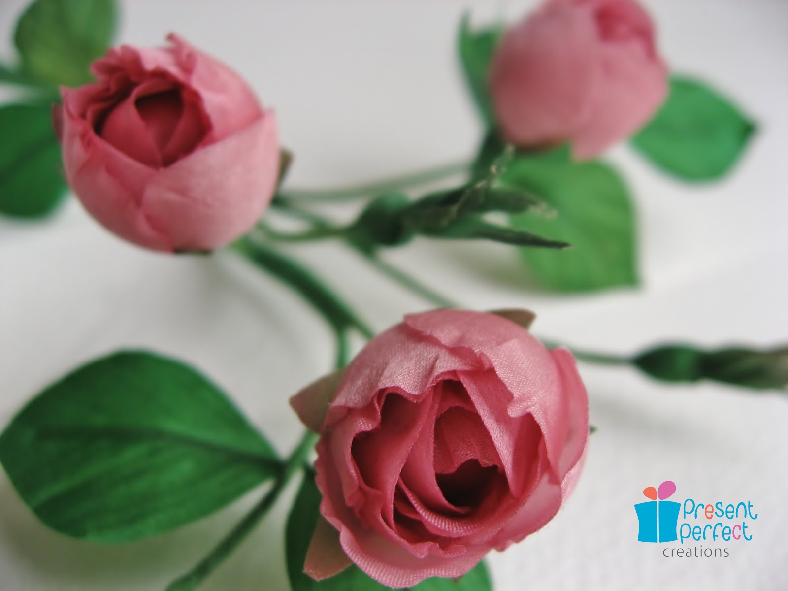 Present Perfect Creations: Tiny silk roses on a stem