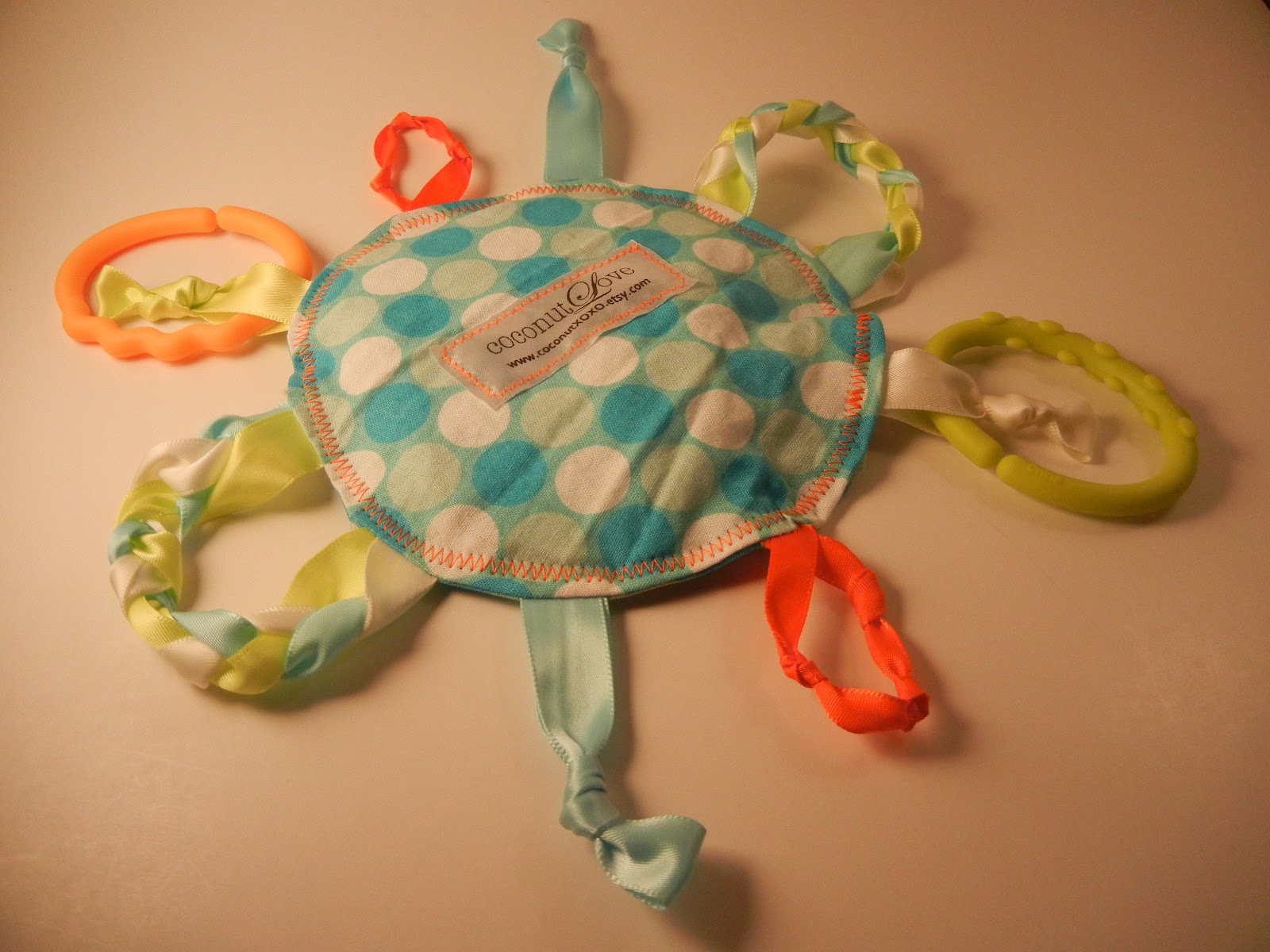 Coconut Love: Tiny Taggy Teething Toy (that crinkles!)