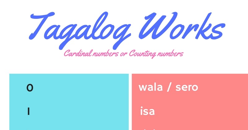Cardinal numbers from 0 to Trillion in Tagalog.