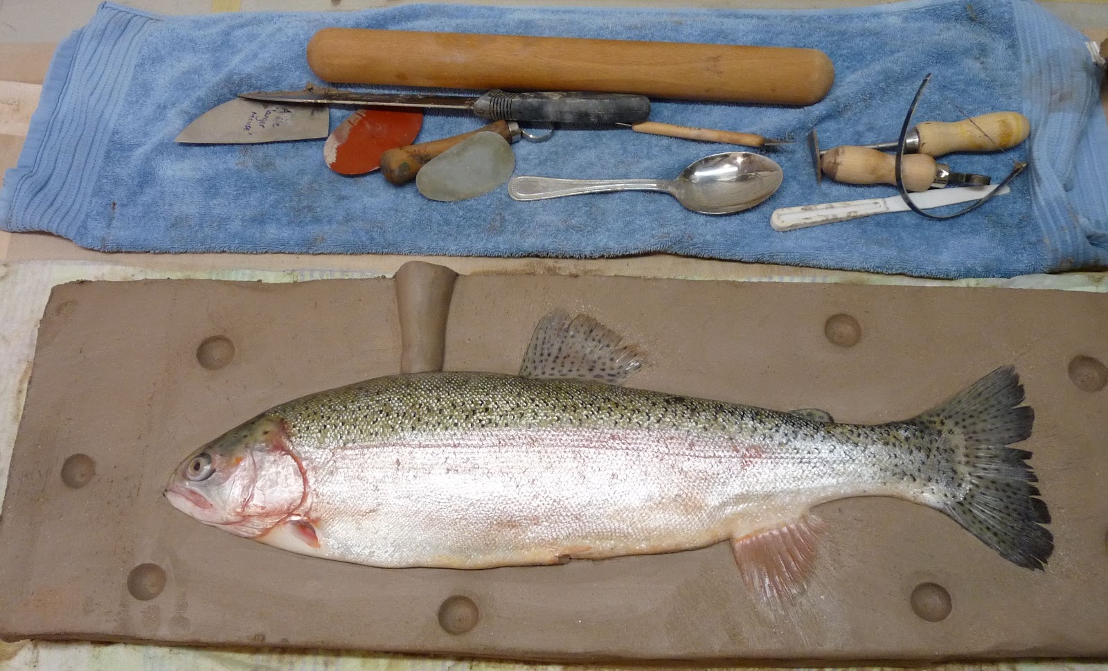 Just Pottering: Making a plaster cast of a fish