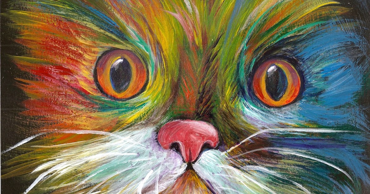 Paper, Paint, Pencils & Pens!: Crazy colored Calico Cat painting