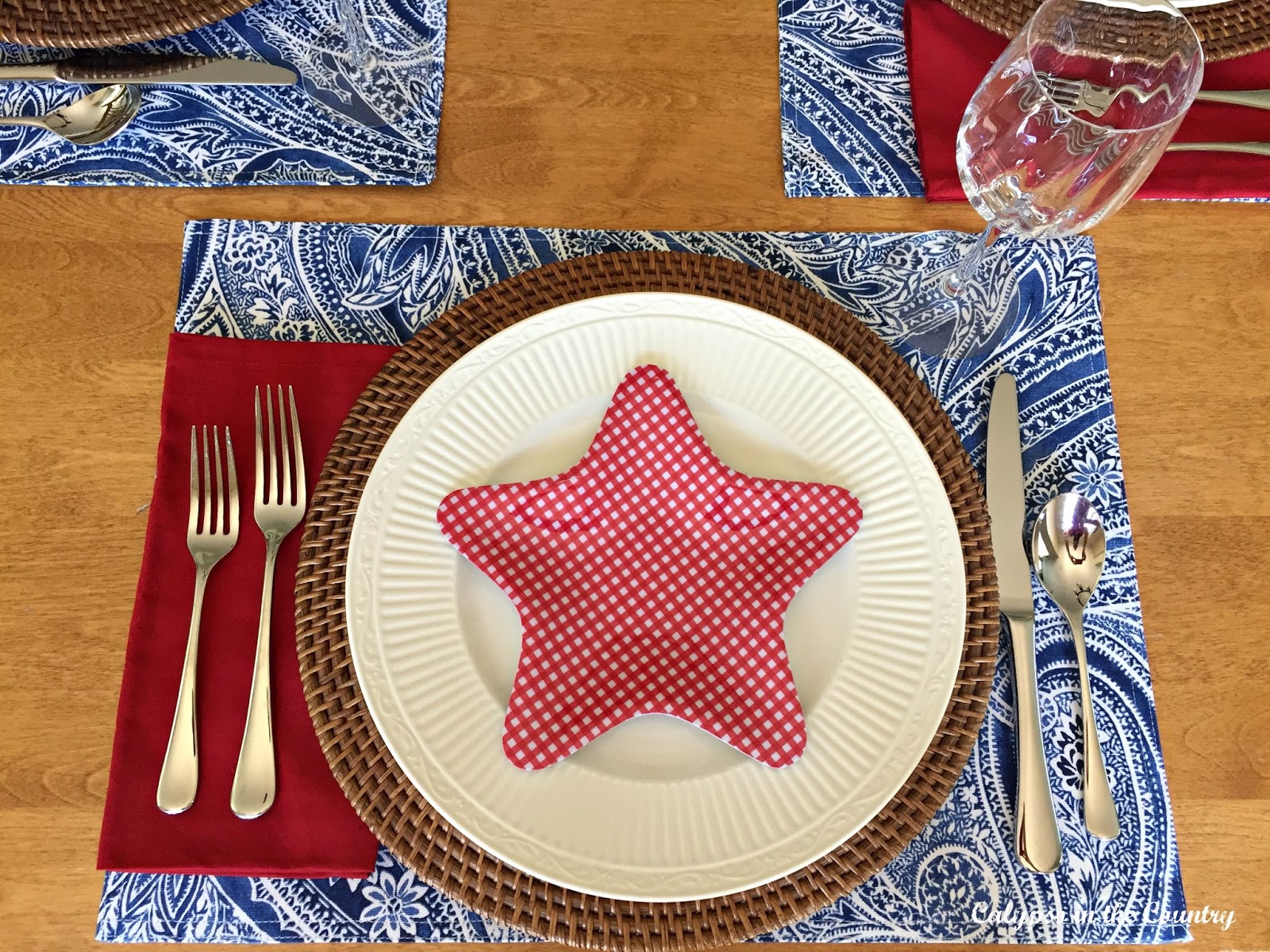 Patriotic Table Setting in the Kitchen - Calypso in the Country