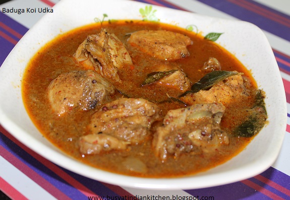 Busy At Indian Kitchen: Baduga Koi Udka (Baduga style Kozhi curry ...