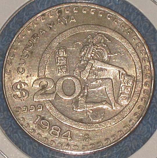 Monedas de México y el Mundo: México: 20 Pesos de 1984 (Cultura Maya)