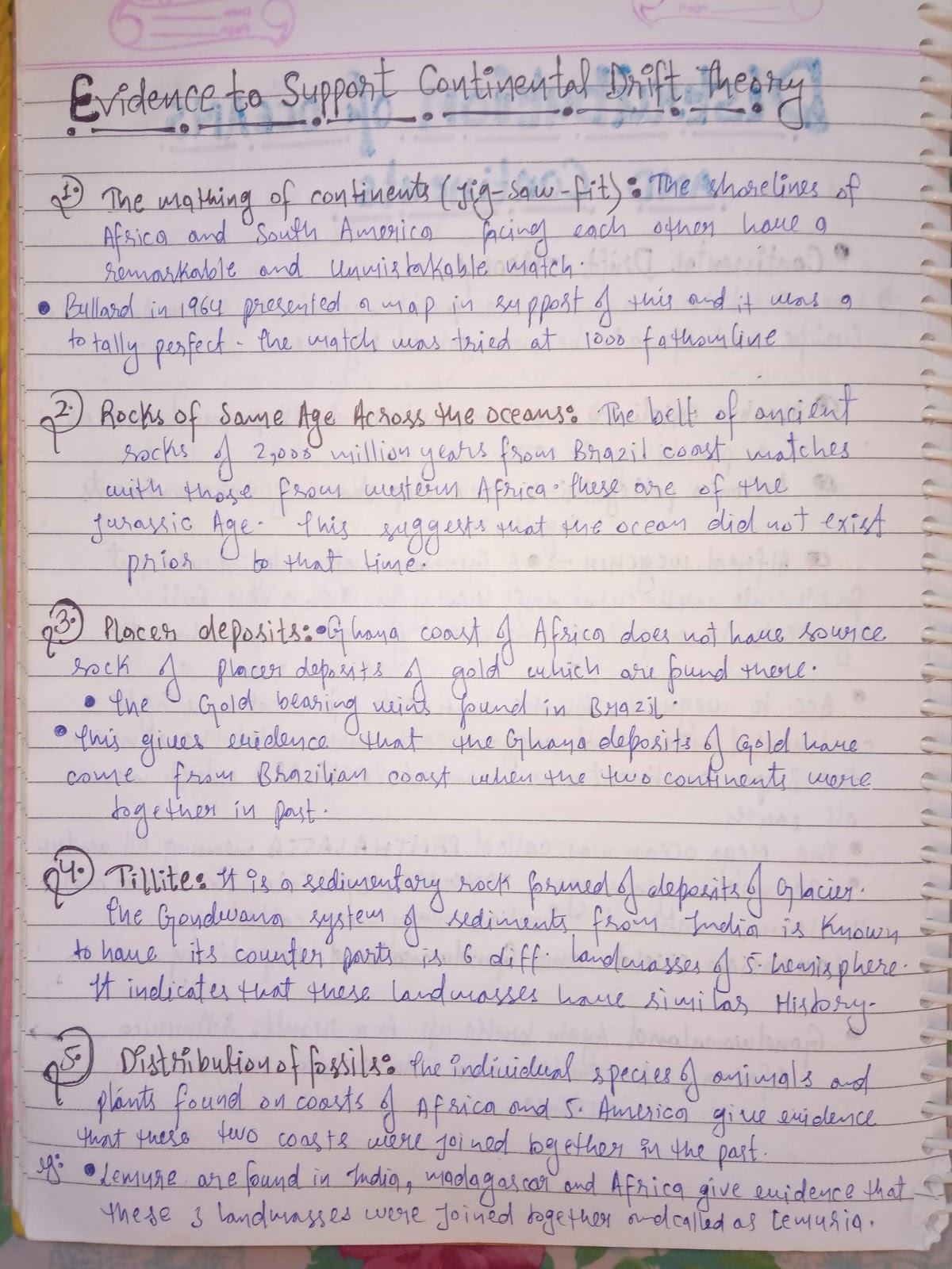 Handwritten Notes of DISTRIBUTION OF OCEANS AND CONTINENTS - Geography ...