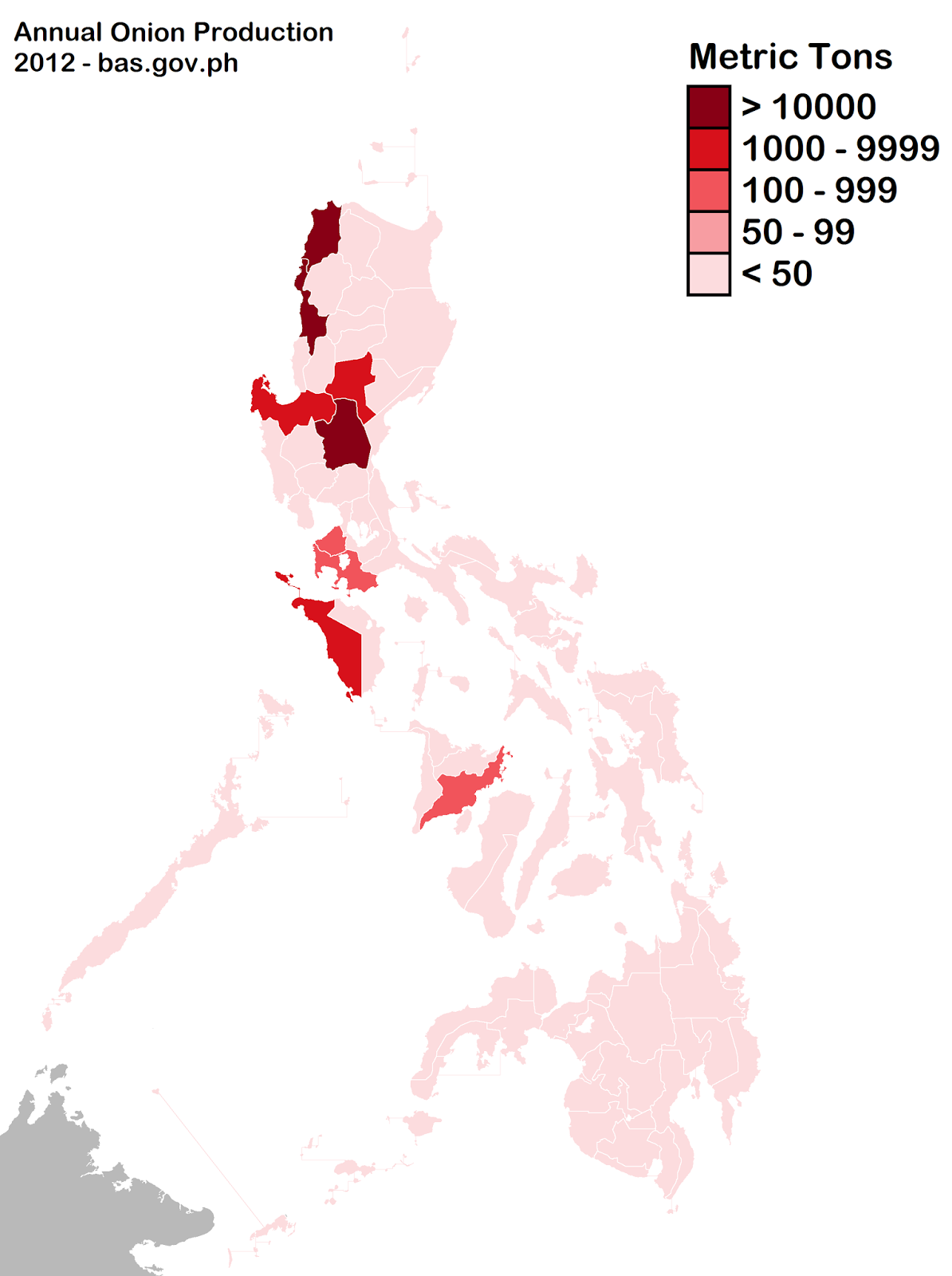 Philippine Geographic: Philippine Provinces Annual Onion Production 2012