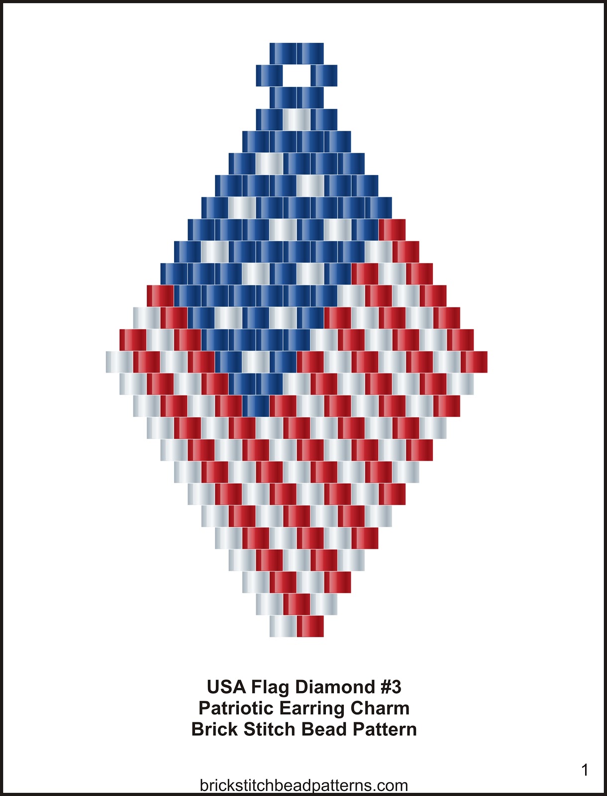 Brick Stitch Bead Patterns Journal: USA Flag Diamond #3 Brick Stitch ...