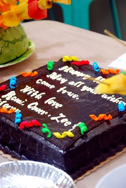 Charming Cake: Red Ribbon Chocolate Dedication Cake