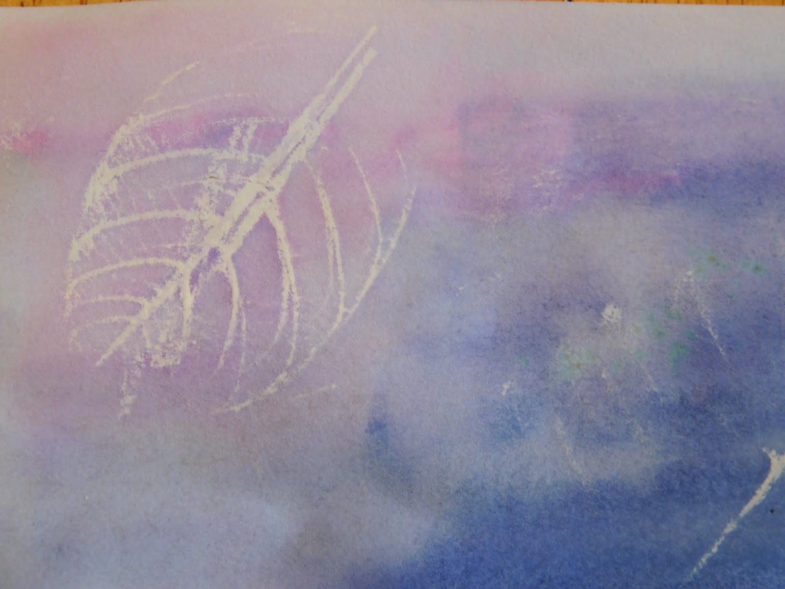 Wax Resist Leaf Rubbing Paintings