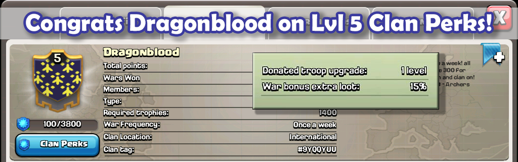 Dragonblood Clash of Clans: Congrats on Lvl 5 Clan Perks! War Review