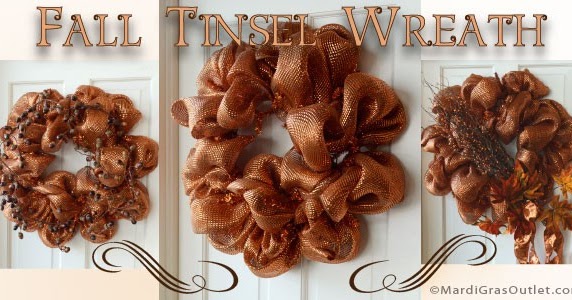 Party Ideas by Mardi Gras Outlet: Fall Wreath Tutorial with New Tinsel ...