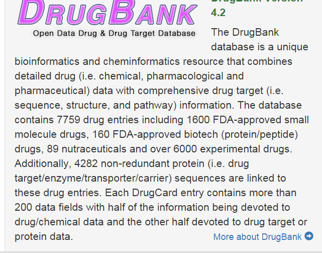 Database: DRUG BANK DATABASE