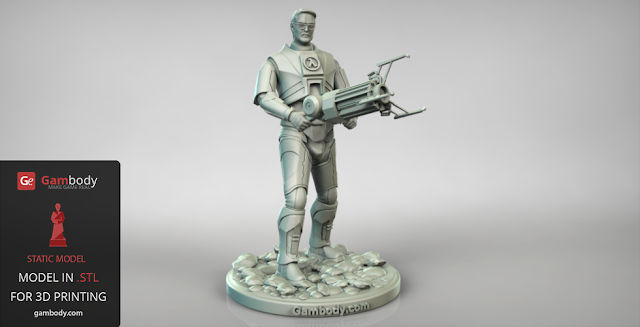 Gordon Freeman 3D Models with Crowbar and Gravity gun | 3D Models by ...