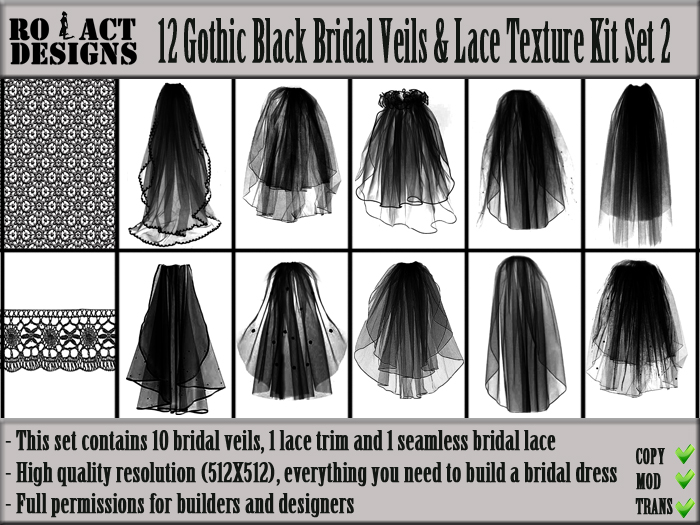 Ro!Act Designs: Ro!Act Designs 12 Gothic Black Bridal Veils&Lace ...