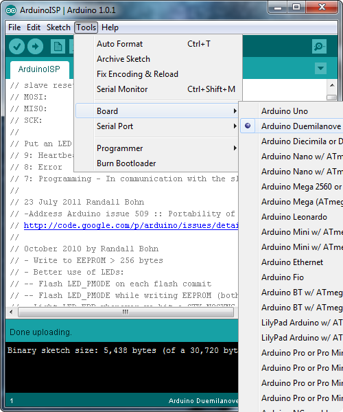 Arduino: Arduino ISP燒錄Bootloader