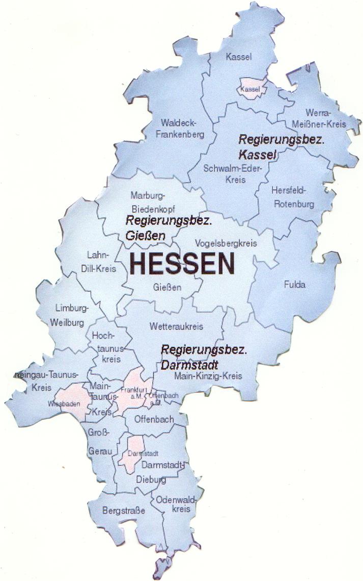 Mapa de Hesse Imagen | Mapa de Alemania Ciudades