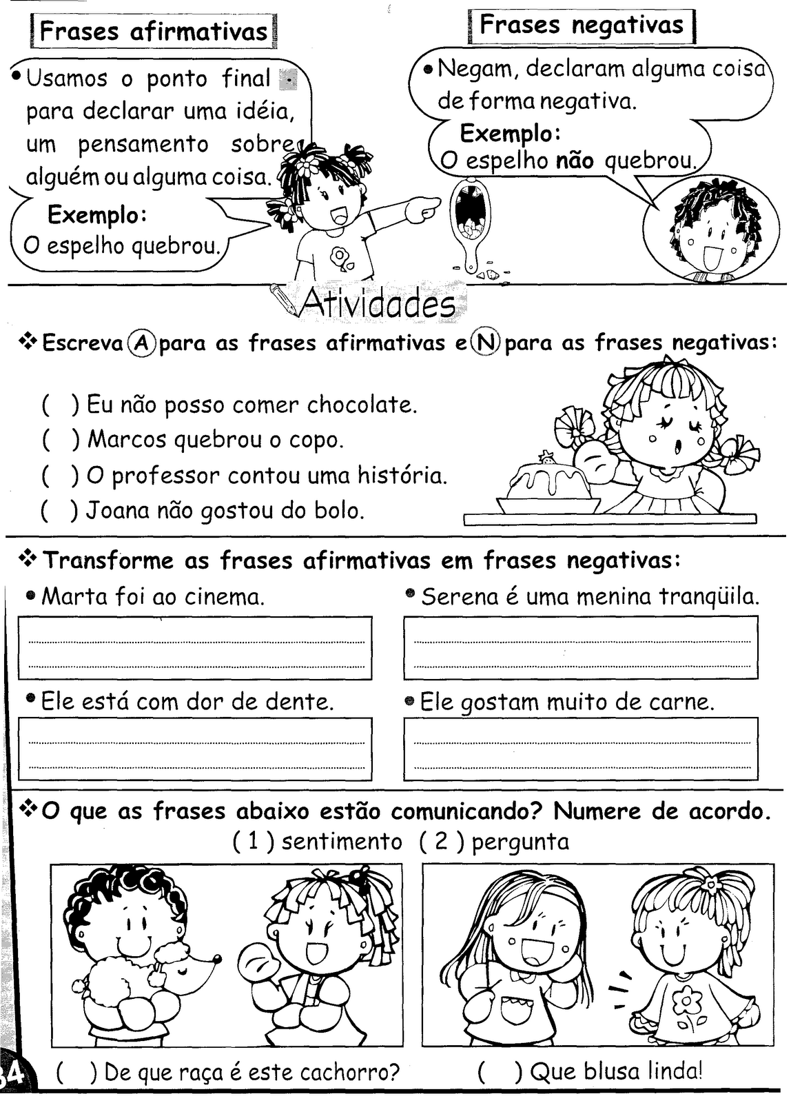 Nosso Espaço da Educação: Atividades de português - tipos de frases.