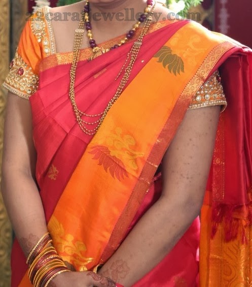 Chandra Haram and Ruby Beads Set - Jewellery Designs