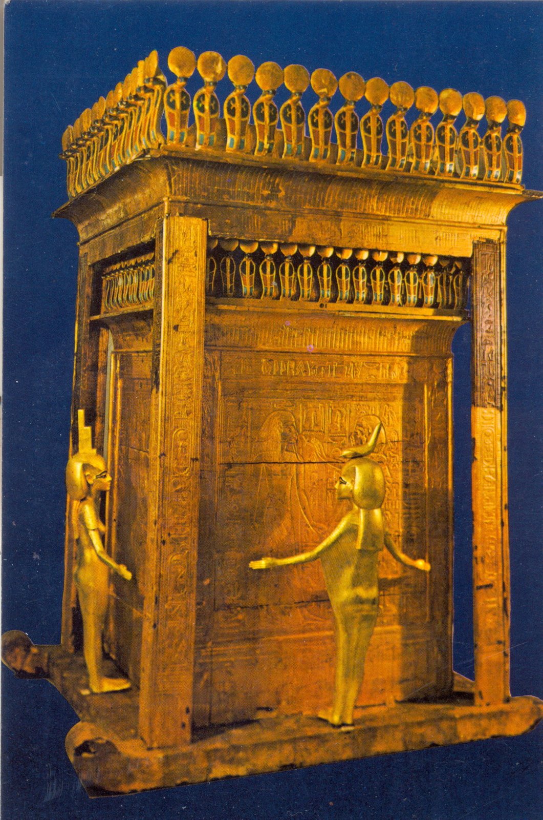 KUALA SKYLAB: EGYPT ART POSTCARD. TUTANKHAMEN´S TREASURES. LARGE WOODEN ...