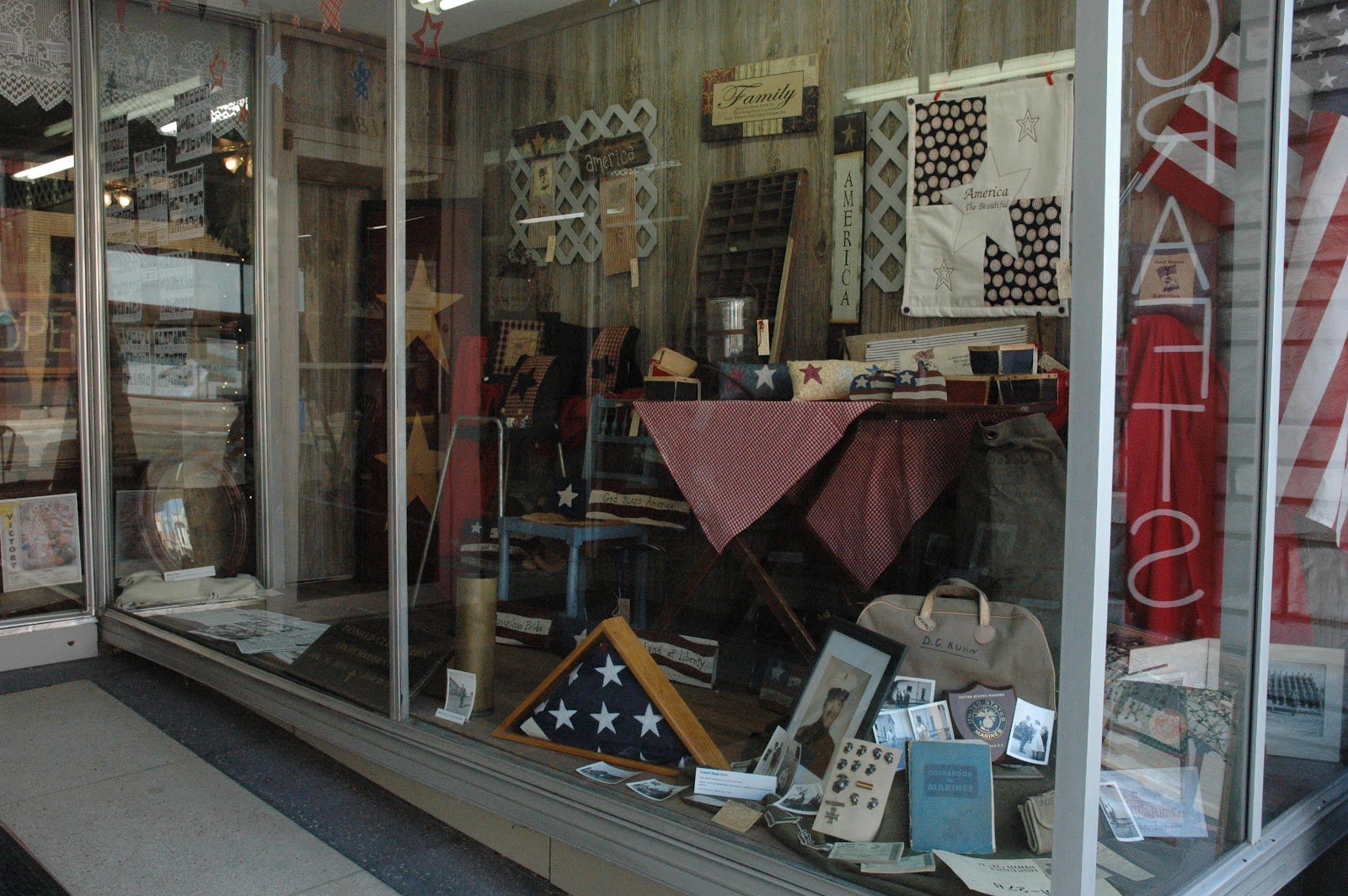 Country Lane Crafts & Antiques: My window displays for the Cost of Freedom