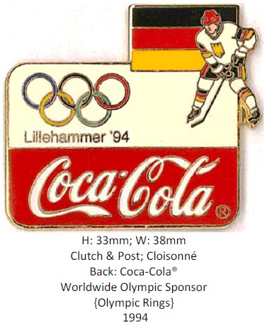 Olympic Hockey Pins: 1994 Coca-Cola German Hockey Team Pin