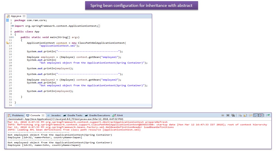 JAVA EE: Spring bean configuration for inheritance [Base bean as a ...