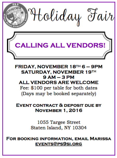 PS9 Naples Street Elementary School PTA: CALLING ALL VENDORS!