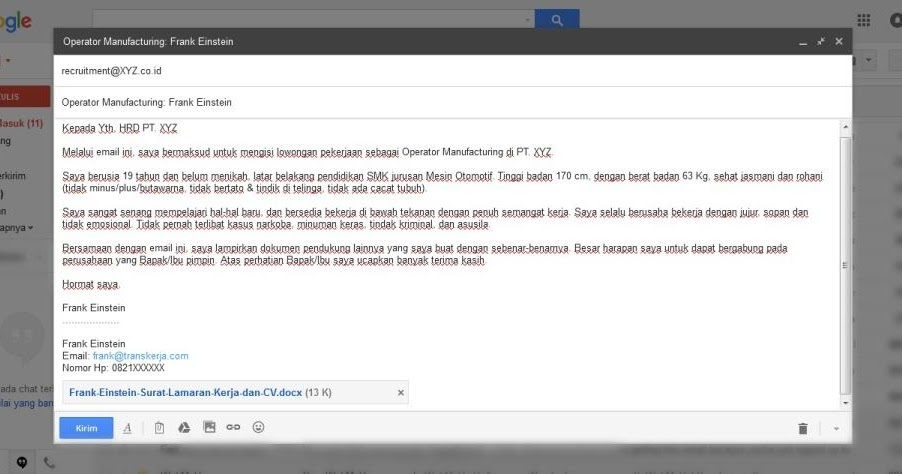 16 Contoh Email Kirim Cv Bahasa Inggris Terupdate - Galeri Jobseeker
