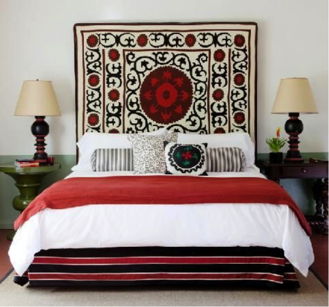 Living Livelier: Domino Inspired: the Rug Headboard