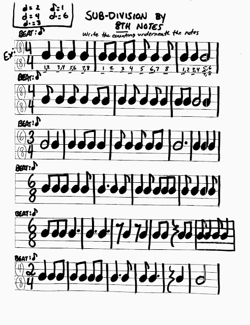 Miss Jacobson's Music: RHYTHM COUNTING ASSIGNMENTS: SUBDIVISION OF THE ...