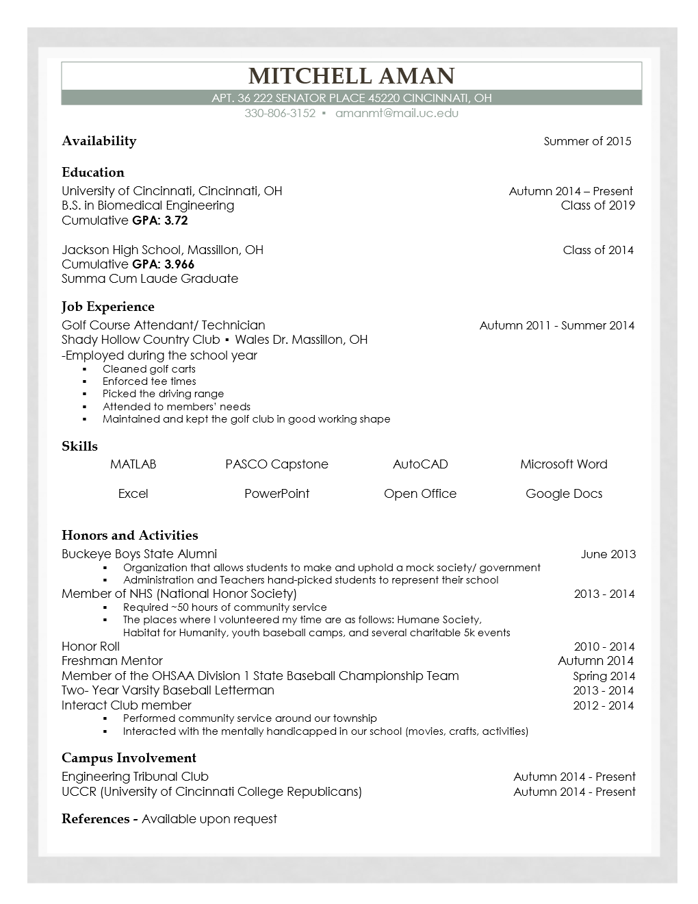 Mitchell Aman's ePortfolio