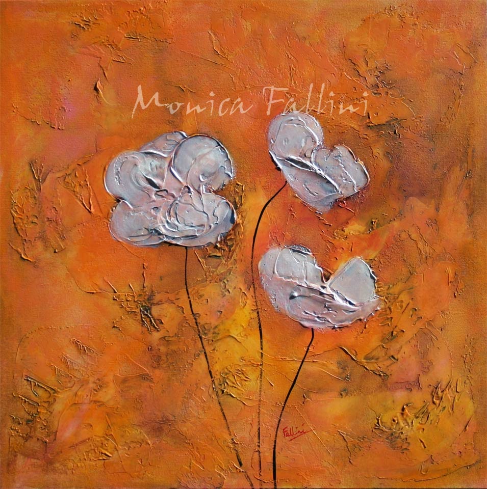 Paintings by Monica Fallini: White Poppies art by contemporary artist ...