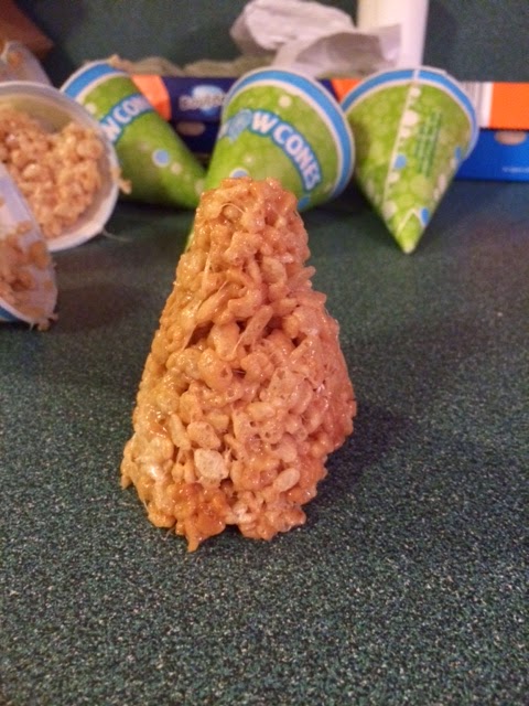 8 is my lucky number: Rice Krispy Cones - conics!