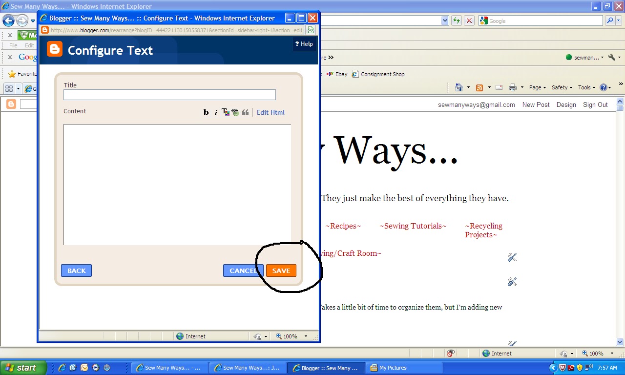 Sew Many Ways...: Blog Buddy...How to Add Static Phrase Under Your Blog ...