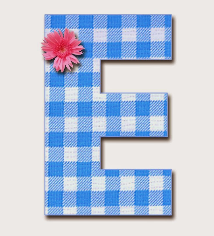 Abecedario a Cuadros Azules con Flores Rosadas. Blue Checkered Alphabet ...