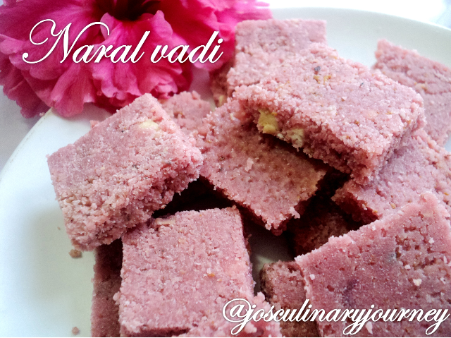 Jo's culinary journey: Naral vadi with a twist /coco-beet burfi