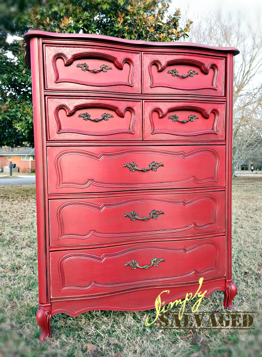 Simply Salvaged: Red Rosie {French Style Chest of Drawers}