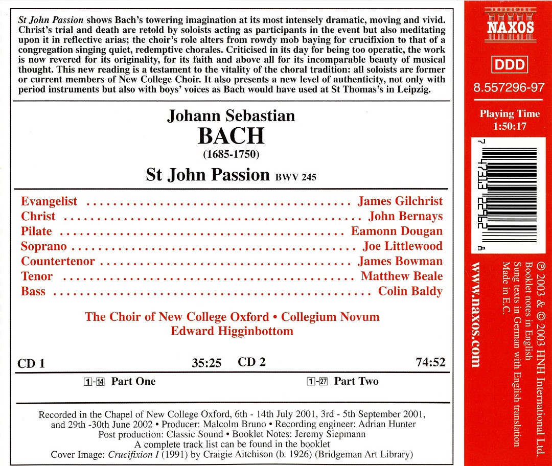 makdelart - classique: Bach - St John Passion (Edward Higginbottom) [2CD]