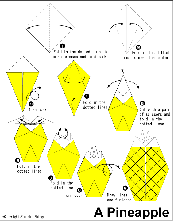 Pineapple - Easy Origami instructions For Kids