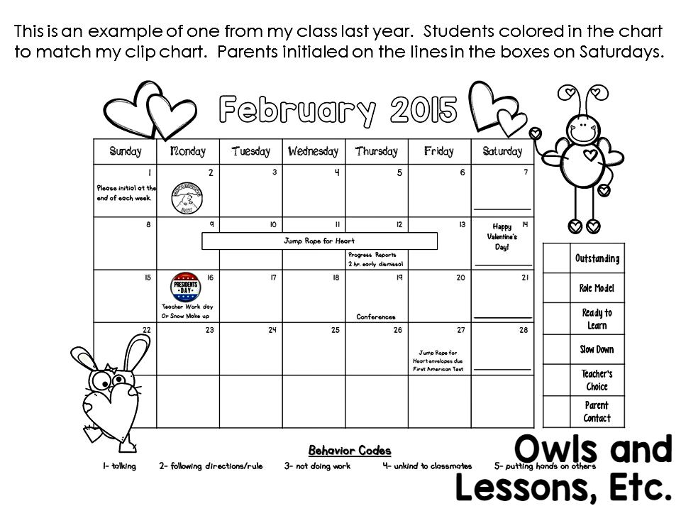Behavior Calendars - Owls & Lessons, Etc.