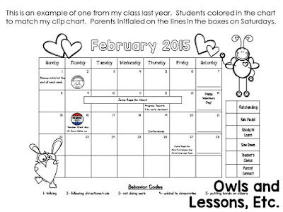Behavior Calendars - Owls & Lessons, Etc.