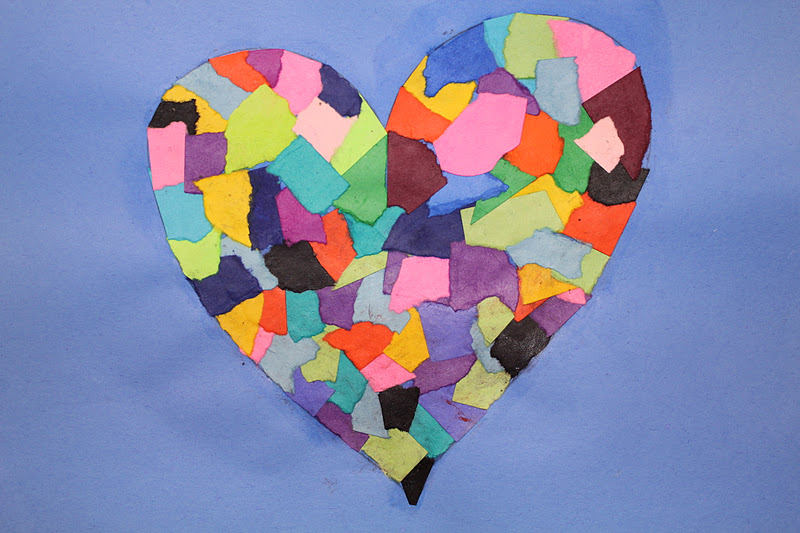 Kim & Karen: 2 Soul Sisters (Art Education Blog): Torn Paper Collage Hearts