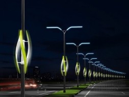 LED Puck Lighting: Design of wind turbine street lamp branch plant
