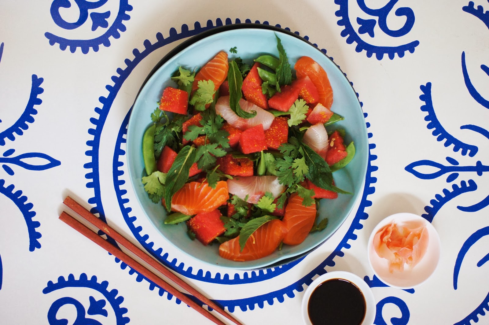 The Other Crumb: Togarashi watermelon and sashimi salad
