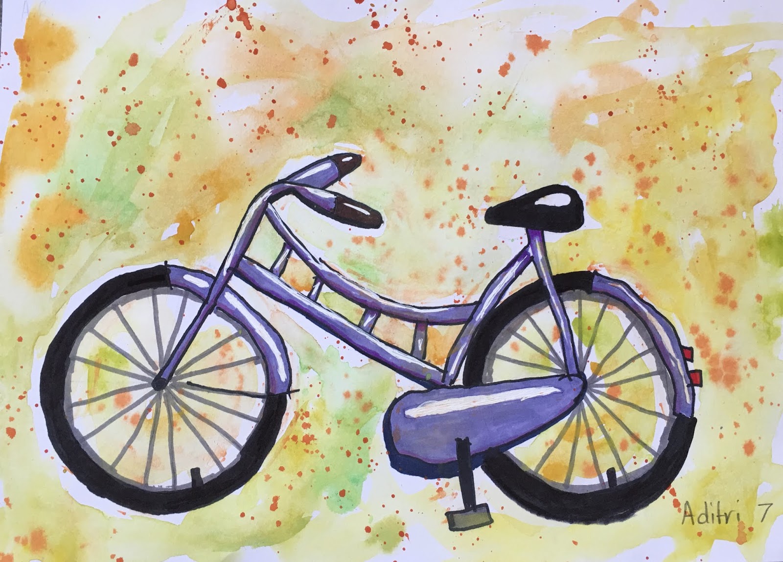 Art Room Britt: Bikes with Complementary Paint Splatter
