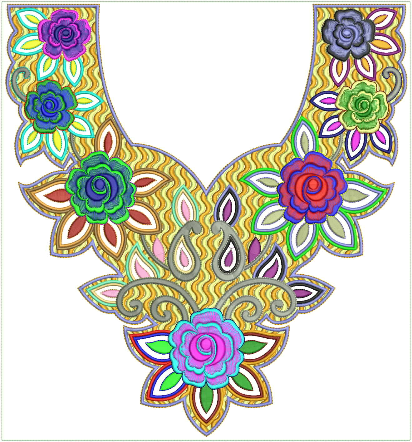 Embdesigntube: Arabian Latest Neck 2012 for Embroidered Fabric