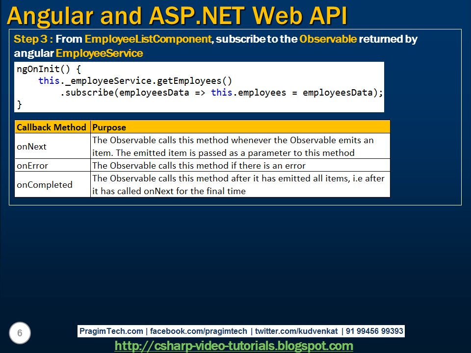 Sql server, .net and c# video tutorial: Angular 2 http service tutorial