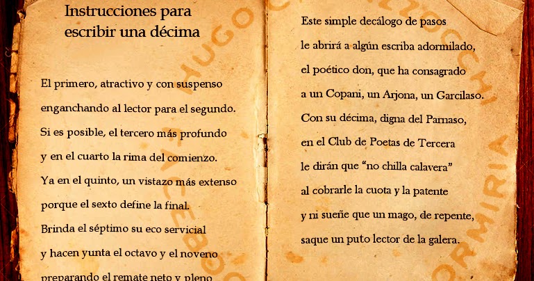 Dormiría: Instrucciones para escribir una décima